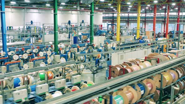 Electrical Wire Manufacturing Plant Located Indoors, Stock Footage