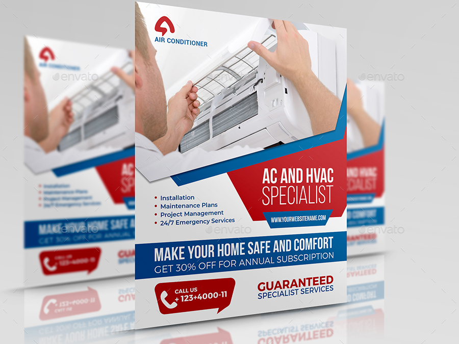 Air Conditioner Repair Service Flyer Template, Print Templates ...