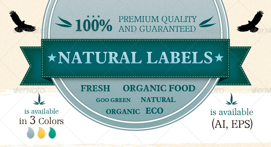Set Quality Labels for Natural Ingredients, Vectors | GraphicRiver