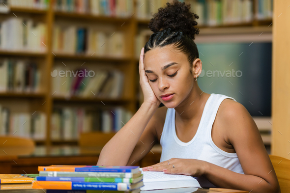 Black african american young girl student studying at the school Stock ...