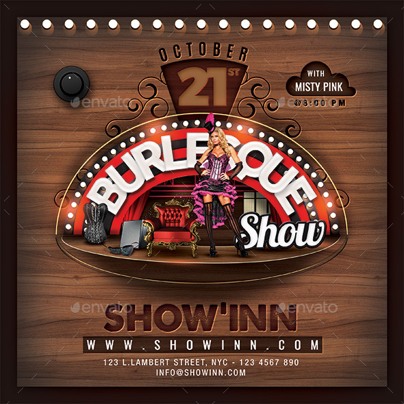 Burlesque Or Cabaret Club Show Flyer, Print Templates | GraphicRiver