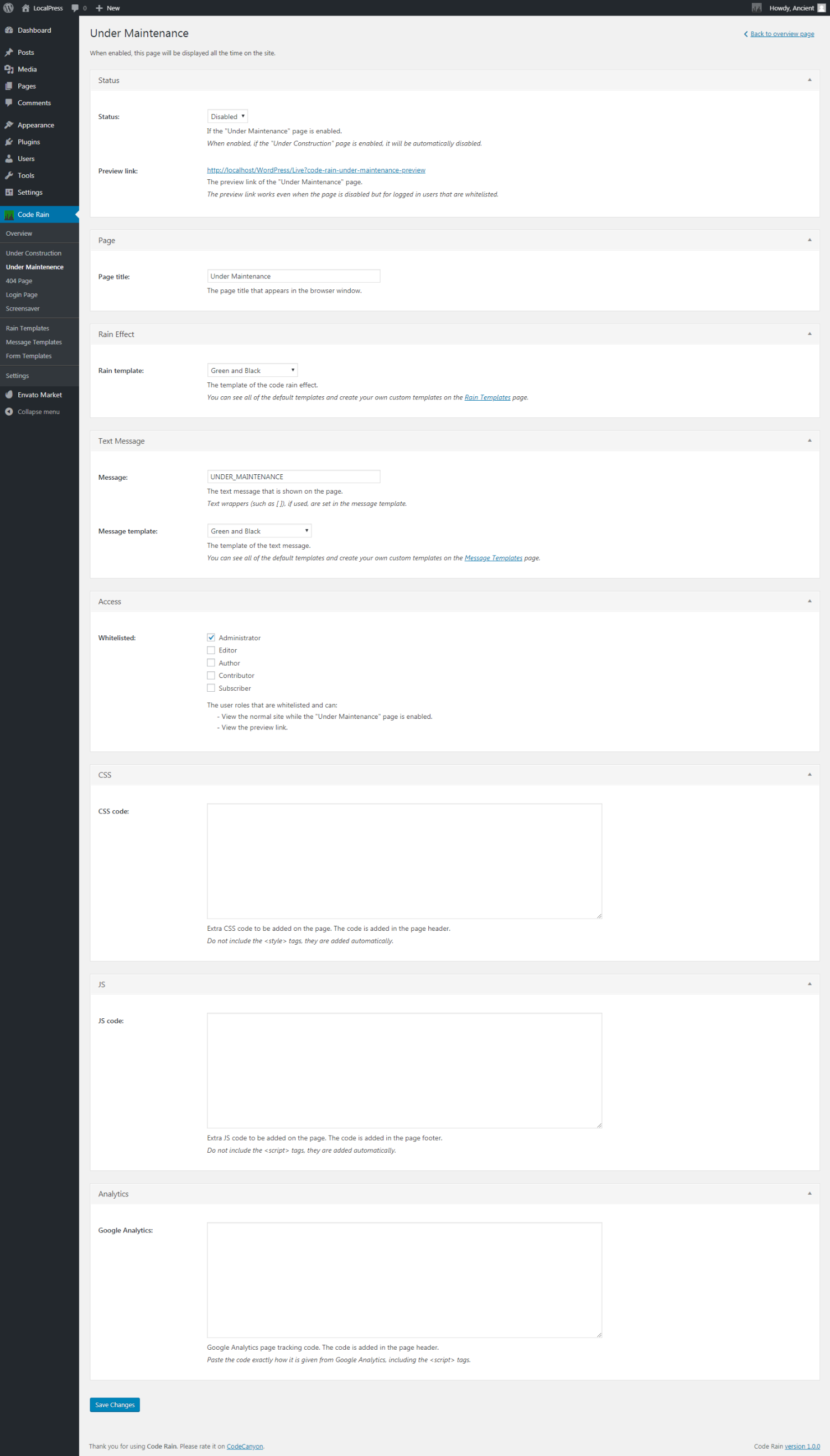 Code Rain - Custom pages for WordPress by CreativeTier | CodeCanyon