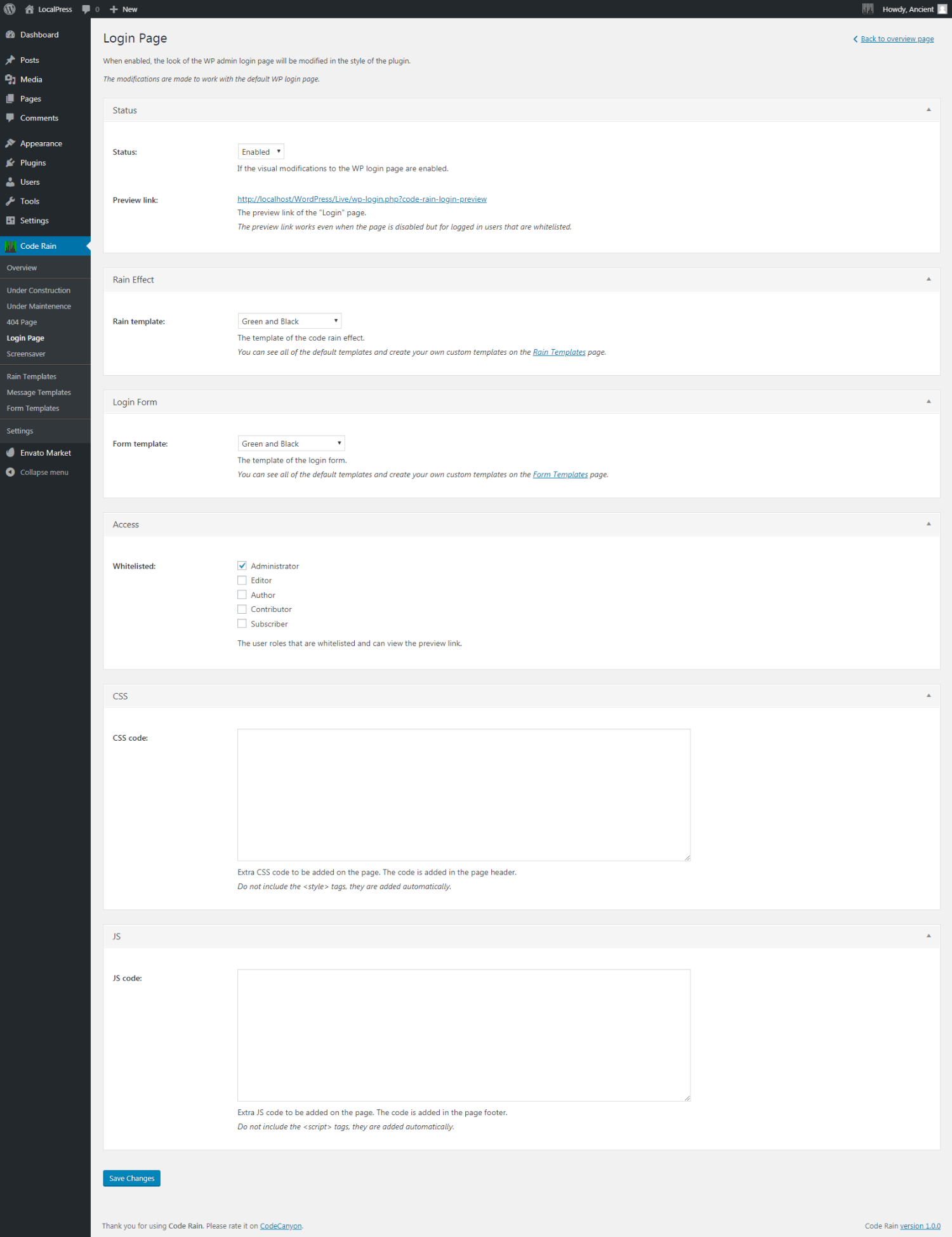 Code Rain - Custom pages for WordPress by CreativeTier | CodeCanyon