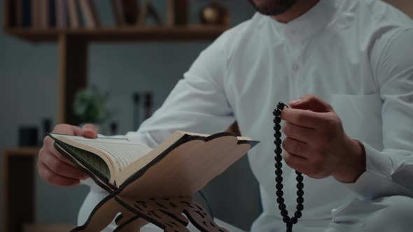 Middle Eastern Man Praying Closeup Islamic Religion, Stock Footage