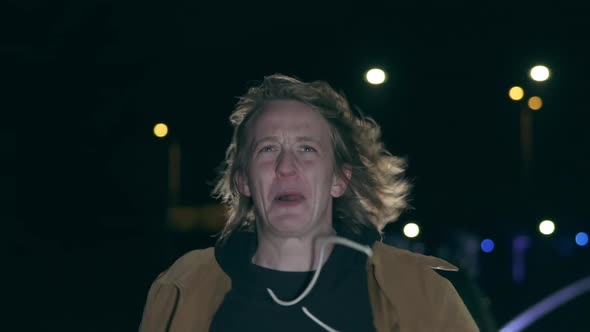 Young Guy Running With His Hair Swaying the Air, Stock Footage | VideoHive