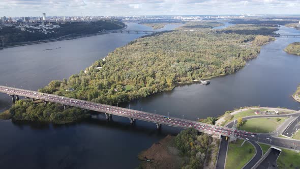 The Main River of Ukraine - Dnipro Near Kyiv. Slow Motion, Stock Footage