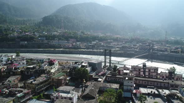 City of Uttarkashi in the state of Uttarakhand in India seen from the ...