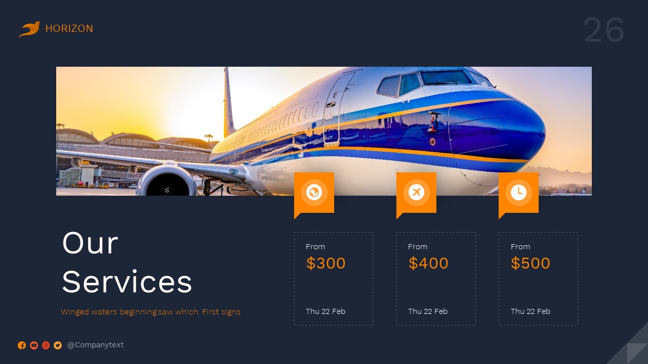 Horizon Airlines Presentation PowerPoint Template, Presentation Templates