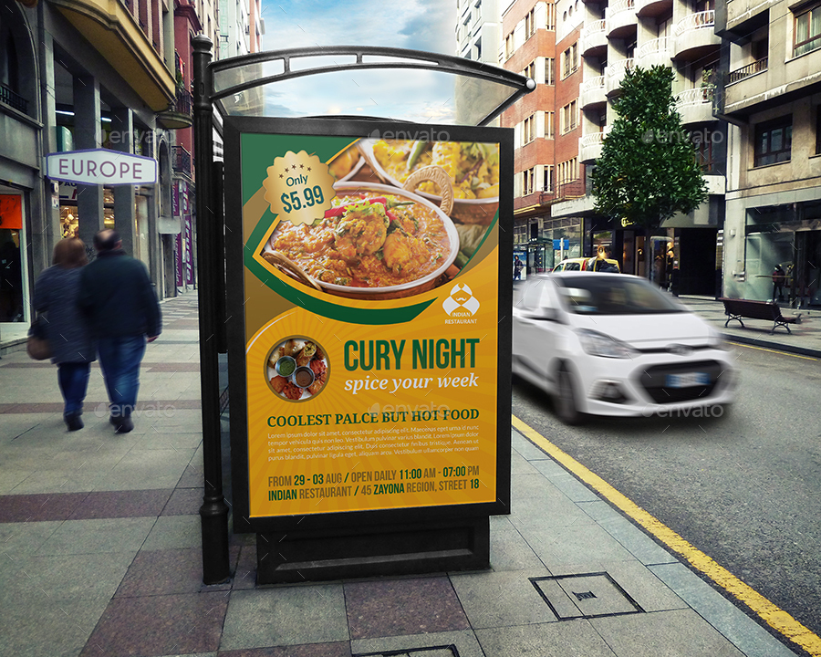 Indian Restaurant Advertising Bundle Template, Print Templates ...