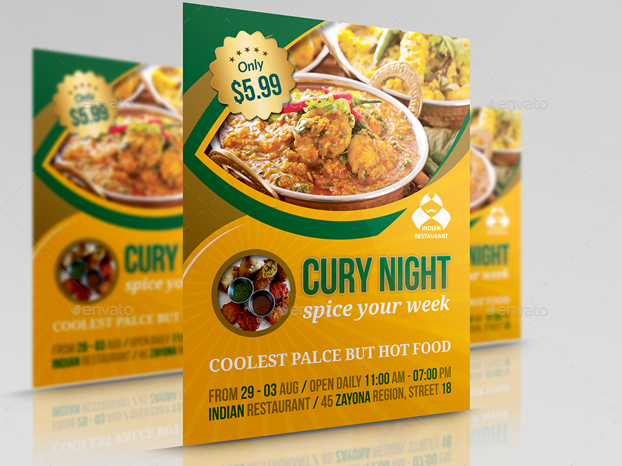 Indian Restaurant Advertising Bundle Template, Print Templates ...