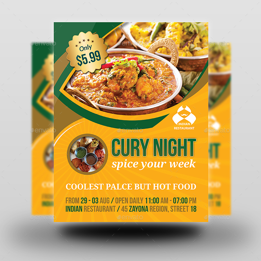Indian Restaurant Advertising Bundle Template, Print Templates ...