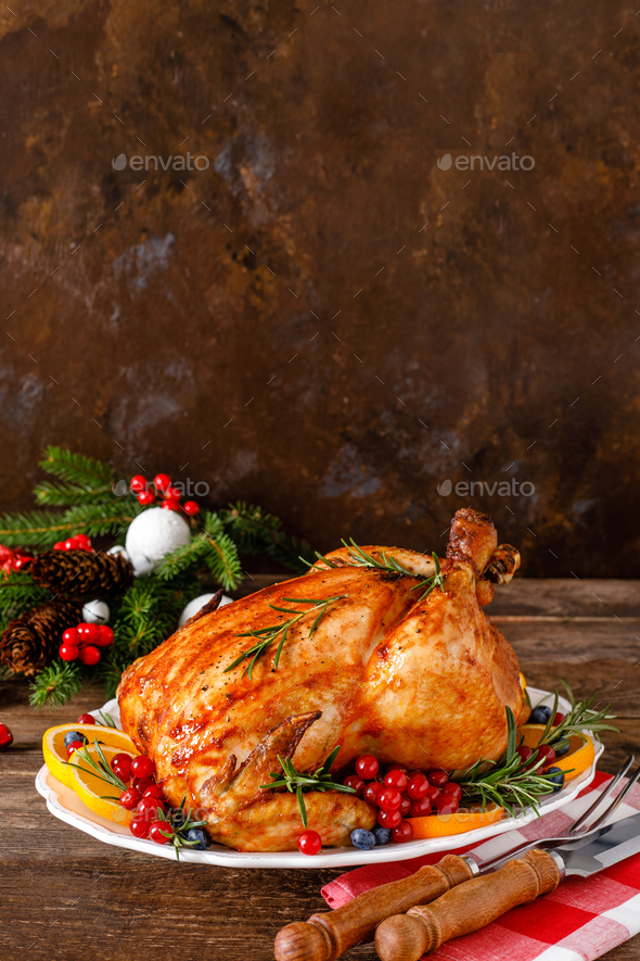Christmas turkey. Traditional festive food for Christmas or ...