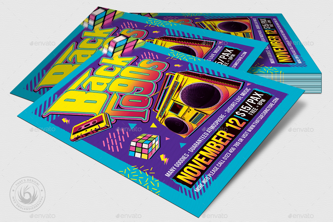 Back to the 90s Flyer Template, Print Templates | GraphicRiver
