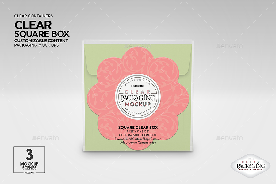 Clear Square Boxes with Customizable Content Packaging Mockup, Graphics