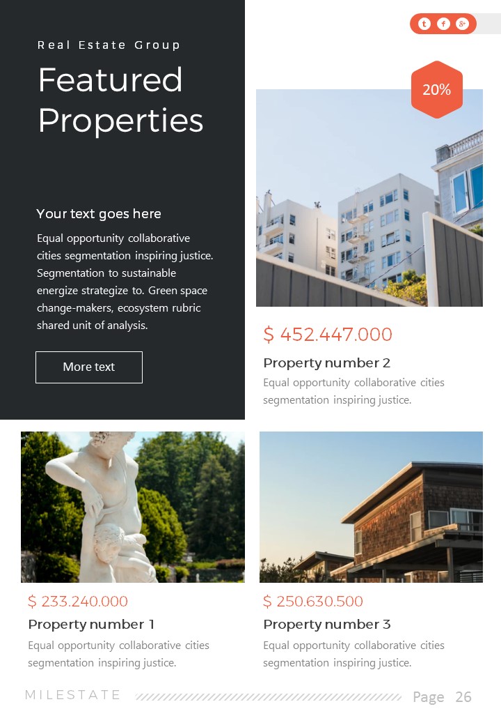 Milestate Portrait Real Estate PowerPoint Template, Presentation Templates