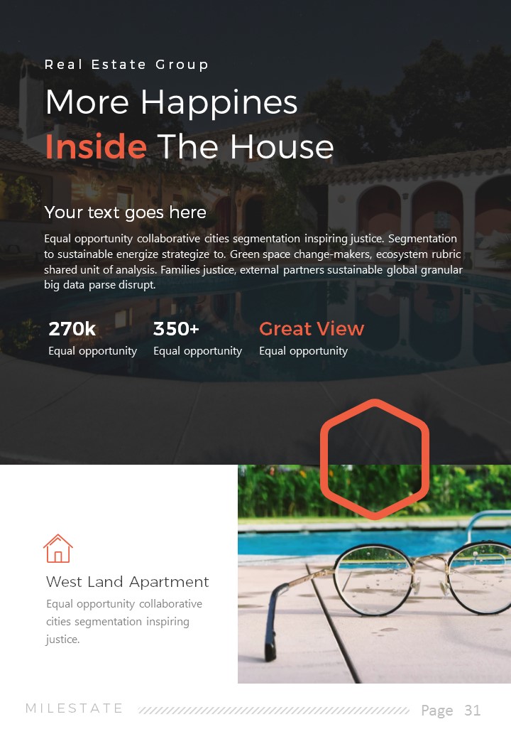 Milestate Portrait Real Estate PowerPoint Template, Presentation Templates