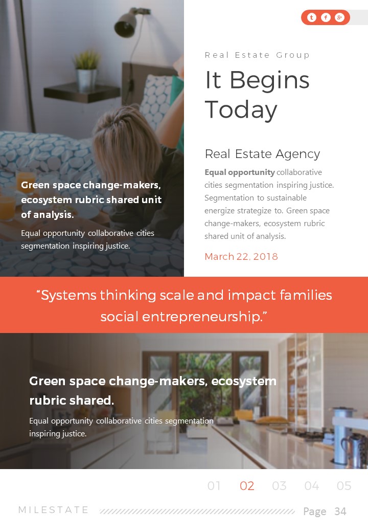Milestate Portrait Real Estate PowerPoint Template, Presentation Templates
