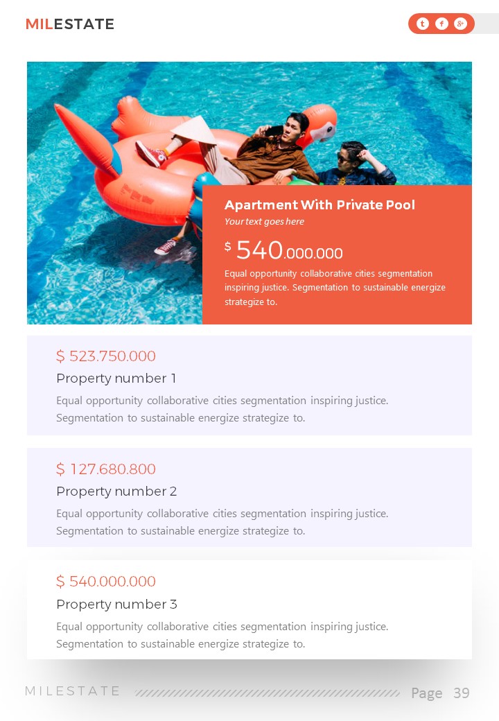 Milestate Portrait Real Estate PowerPoint Template, Presentation Templates