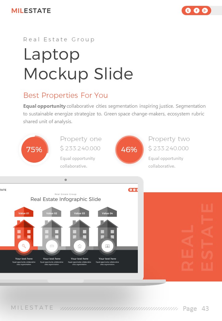 Milestate Portrait Real Estate PowerPoint Template, Presentation Templates
