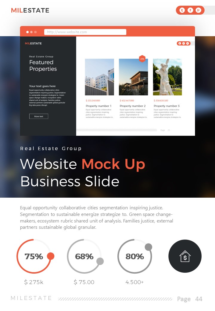 Milestate Portrait Real Estate PowerPoint Template, Presentation Templates