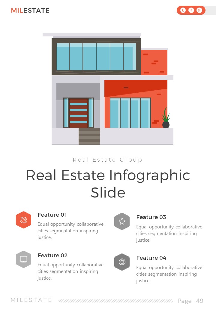 Milestate Portrait Real Estate PowerPoint Template, Presentation Templates