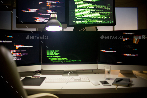 Workplace of Software Developer Stock Photo by seventyfourimages ...