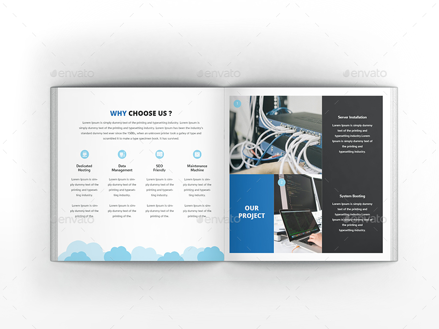 Hosting Square Brochure Template, Print Templates | GraphicRiver