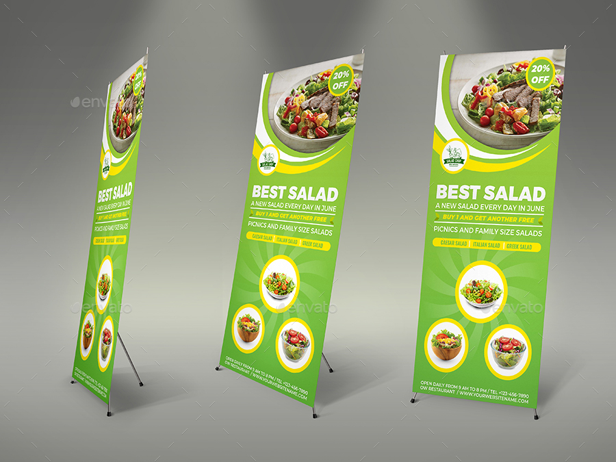 Salad Restaurant Signage Banner Roll Up Template Vol.2, Print Templates