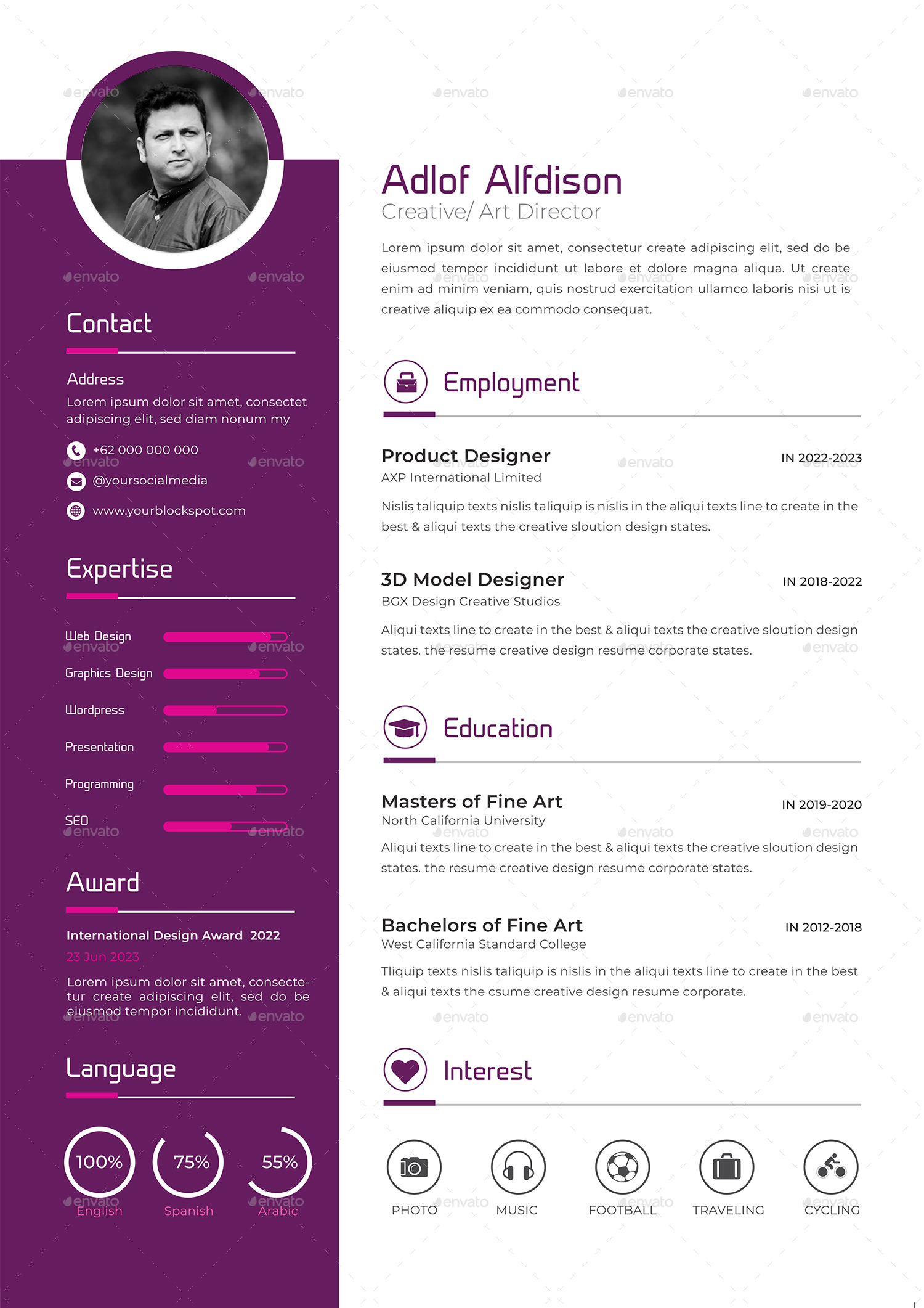 Resume/CV/ BIO Template Set, Print Templates | GraphicRiver