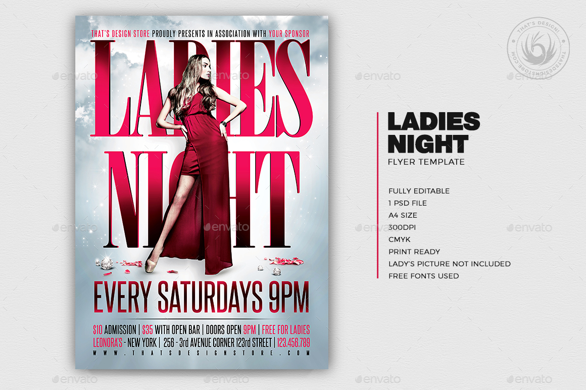 Ladies Night Flyer Poster Template V2, Print Templates | GraphicRiver
