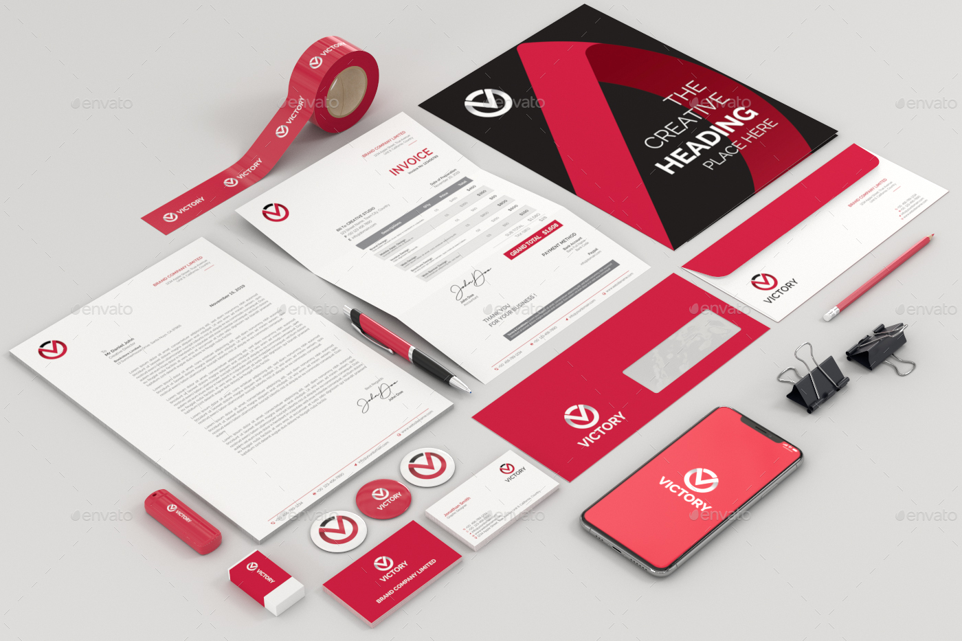 V Brand Identity, Print Templates | GraphicRiver