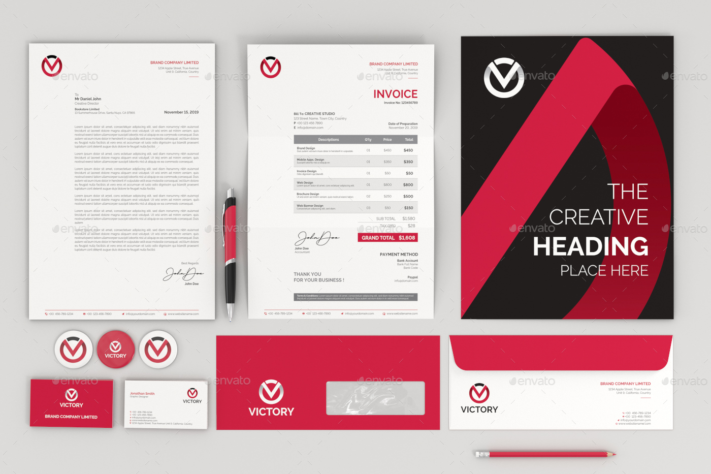 V Brand Identity, Print Templates | GraphicRiver