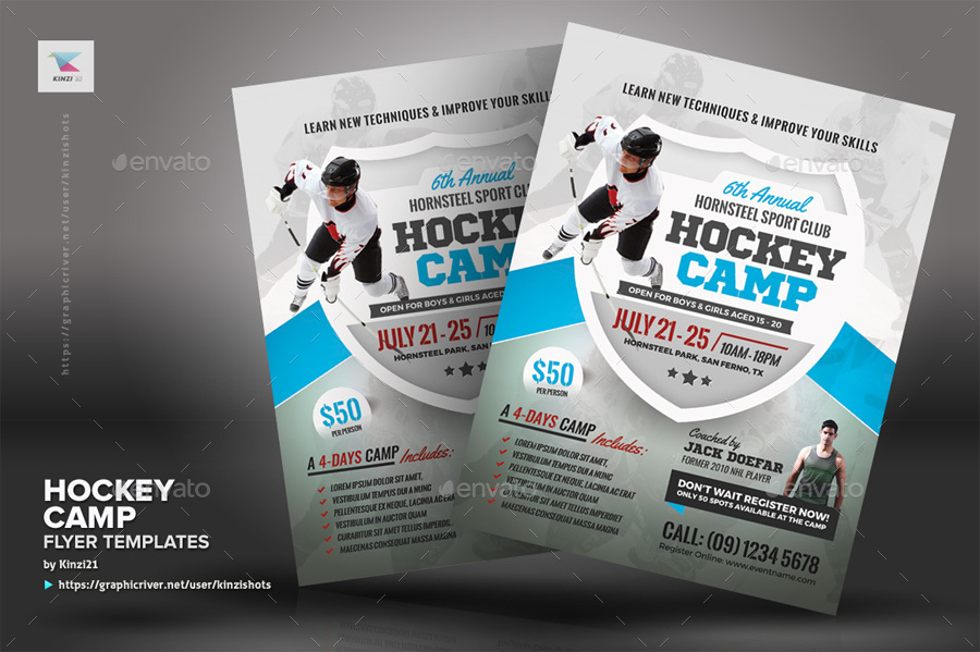 Hockey Camp Flyer Templates, Print Templates | GraphicRiver
