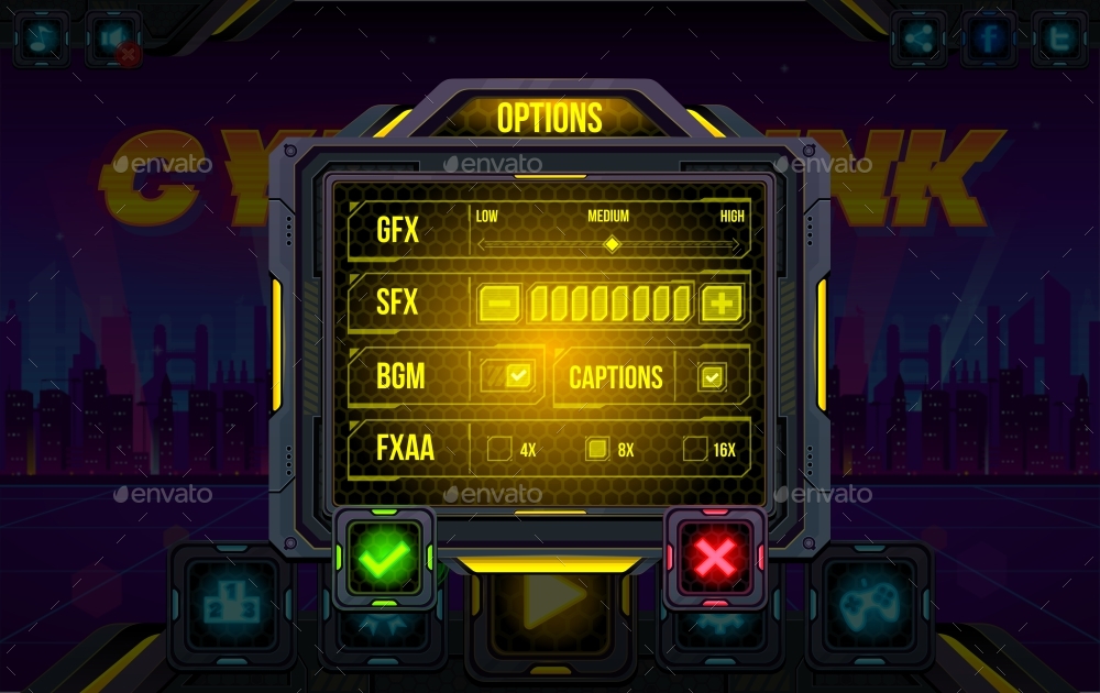 Cyberpunk Game GUI, Game Assets | GraphicRiver