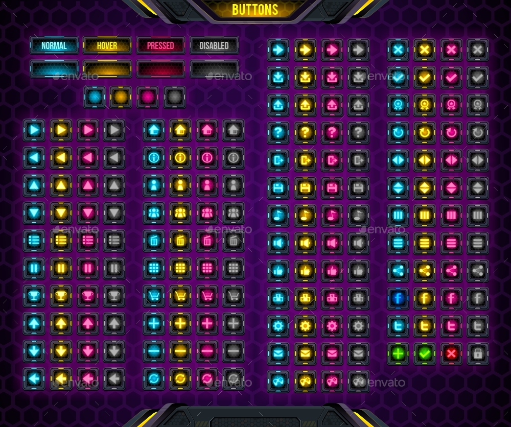 Cyberpunk Game GUI, Game Assets | GraphicRiver