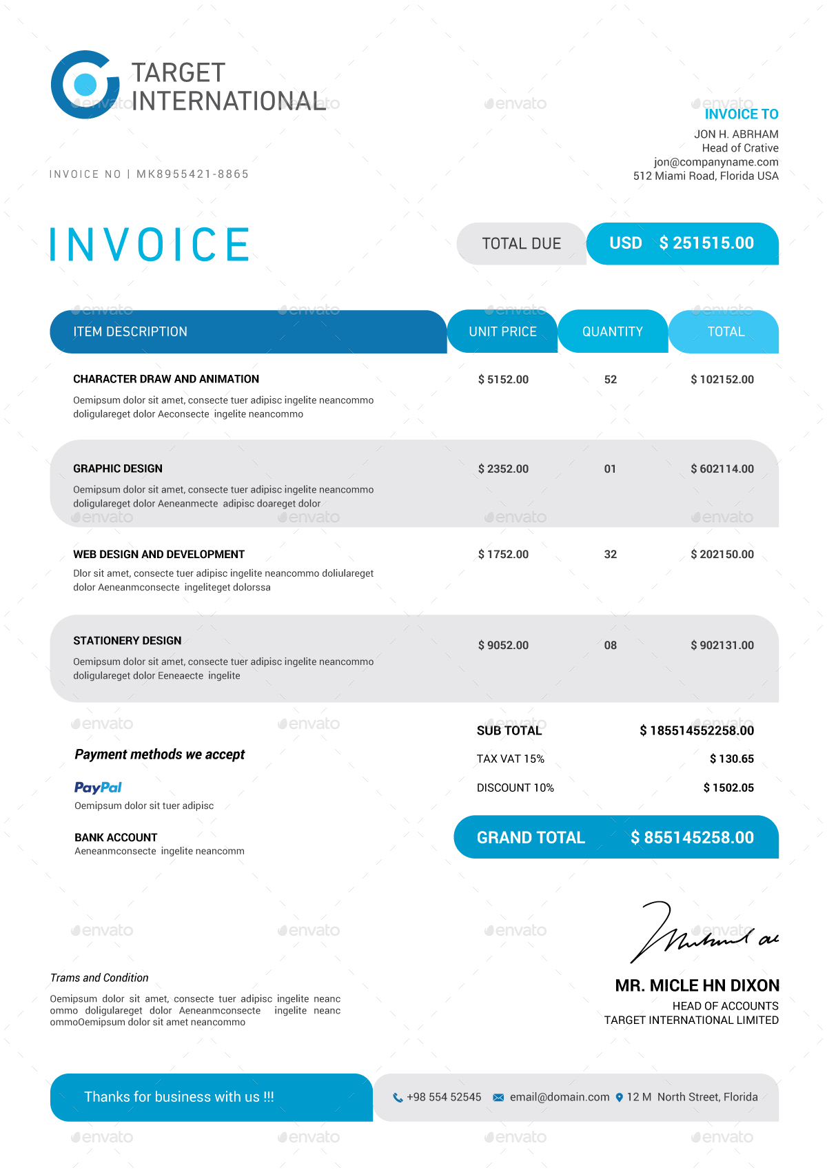 Clean Invoice Template, Print Templates | GraphicRiver