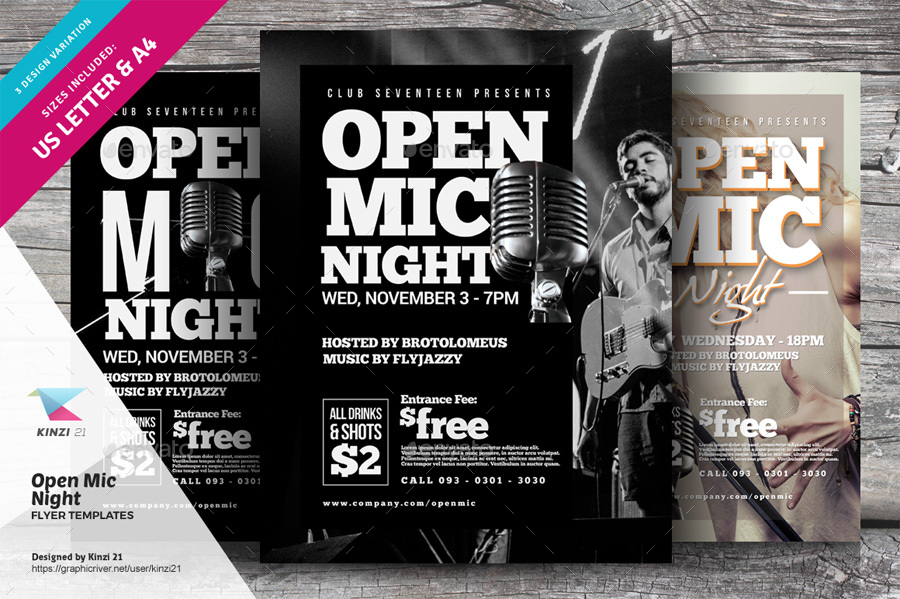 Open Mic Night Flyer Templates, Print Templates | GraphicRiver