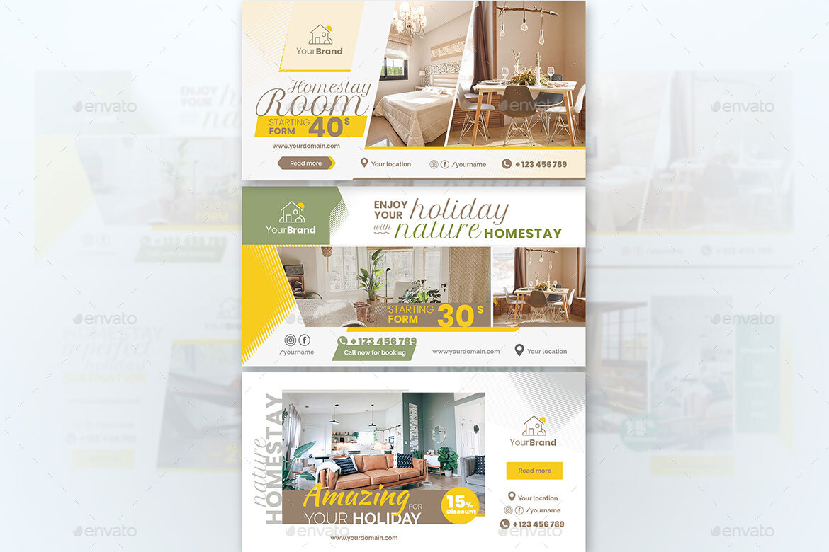 10 Social Media Banners - Homestay, Web Elements | GraphicRiver