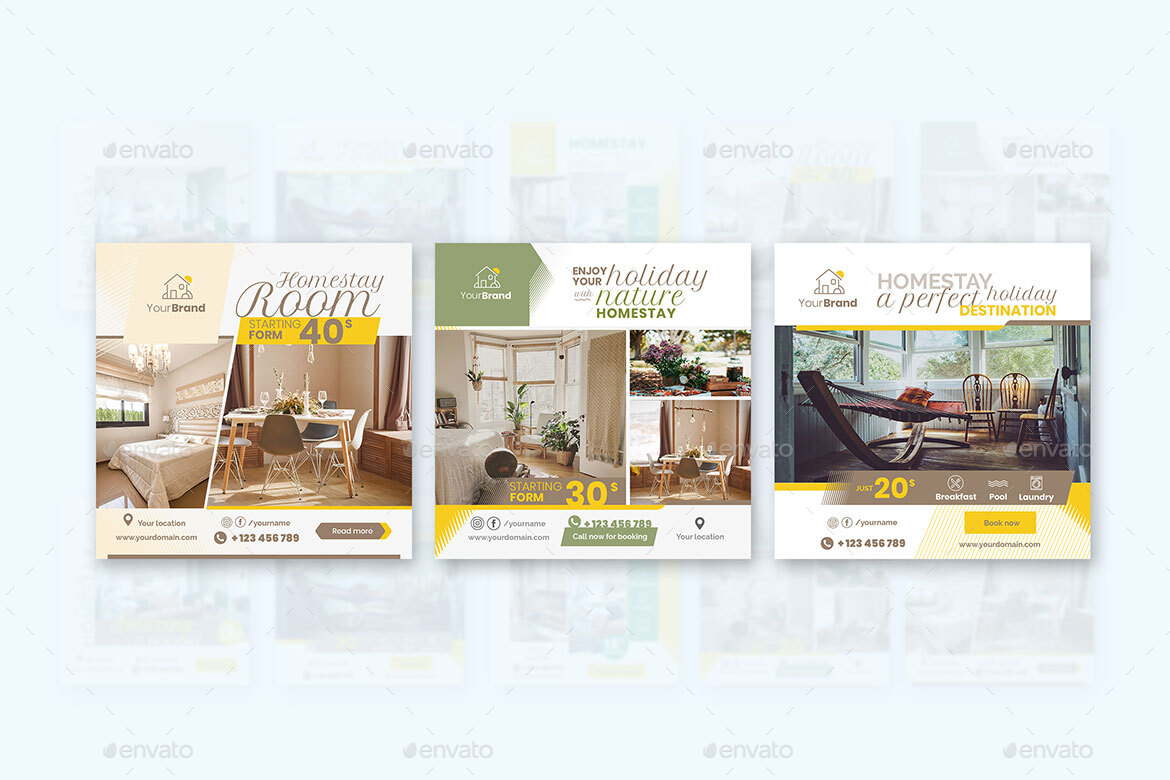 10 Social Media Banners - Homestay, Web Elements | GraphicRiver