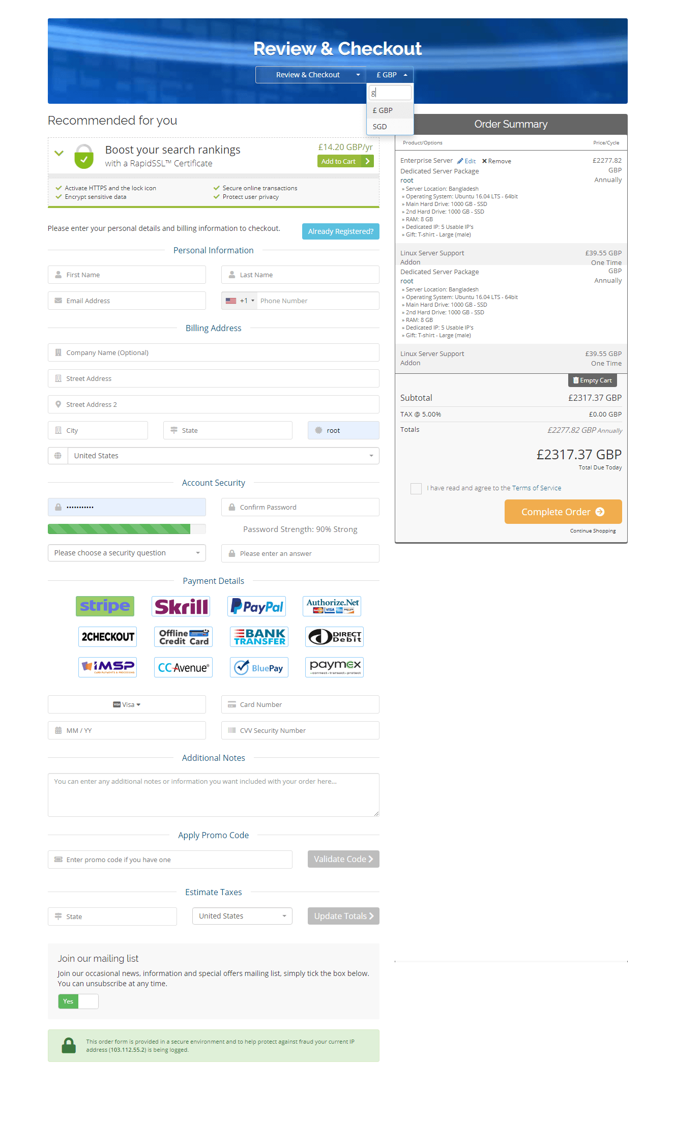 Advanced Hosting Cart - WHMCS Order Form Template - One Page Review ...