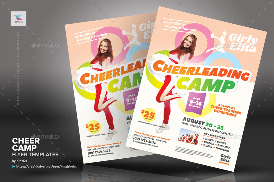 Cheer Camp Flyer Templates, Print Templates | GraphicRiver