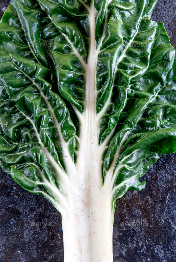 Mangold on black background. Top view. Food concept Stock Photo by lblinova