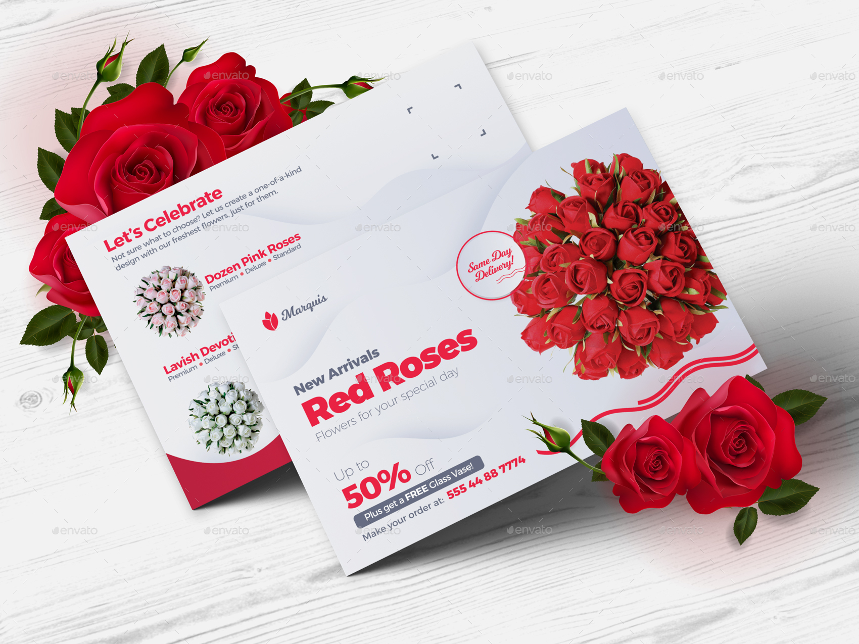 Flower Postcard, Print Templates | GraphicRiver