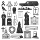 Funeral Symbols Cemetery and Death Grief Icons, Vectors | GraphicRiver