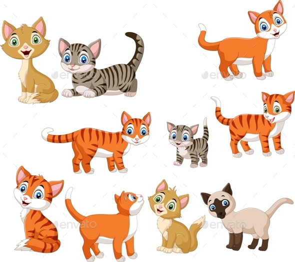Set of Cartoon Cats, Vectors | GraphicRiver
