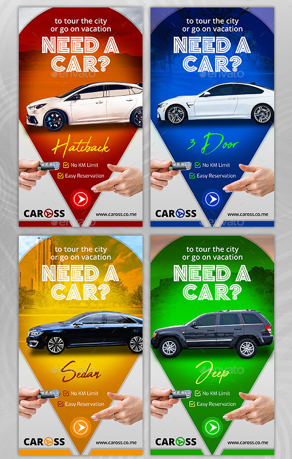Car Rental Post & Stories, Web Elements | GraphicRiver