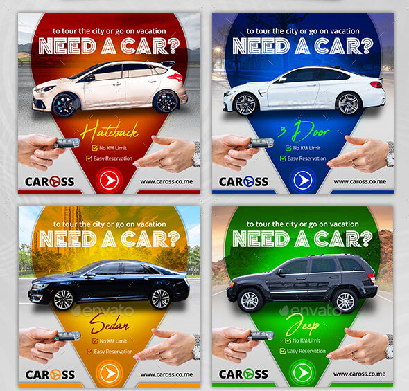 Car Rental Post & Stories, Web Elements | GraphicRiver