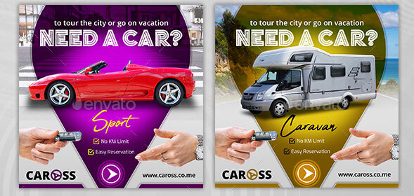 Car Rental Post & Stories, Web Elements | GraphicRiver