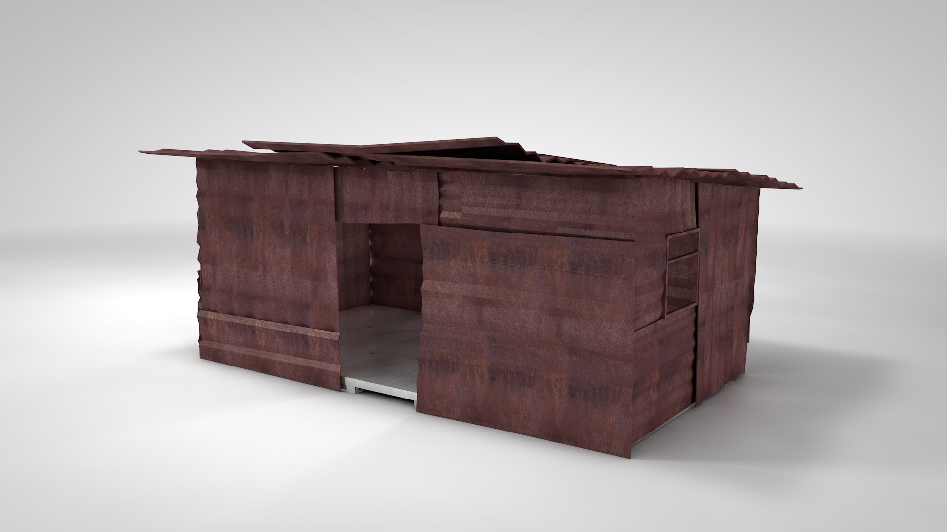 Corrugated Steel Shed - Rusty Metal Shack Pack Low-poly 3D model by ...
