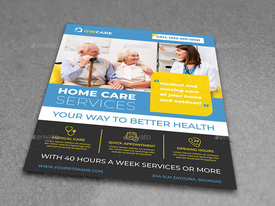 Home Care Services Flyer Template, Print Templates | GraphicRiver